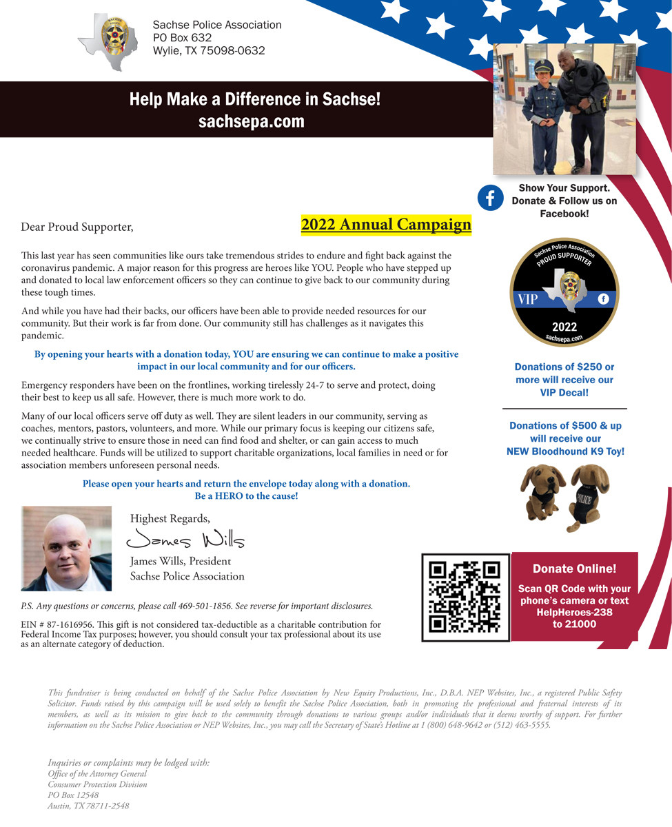 Sachse Police Association - Donate Now!